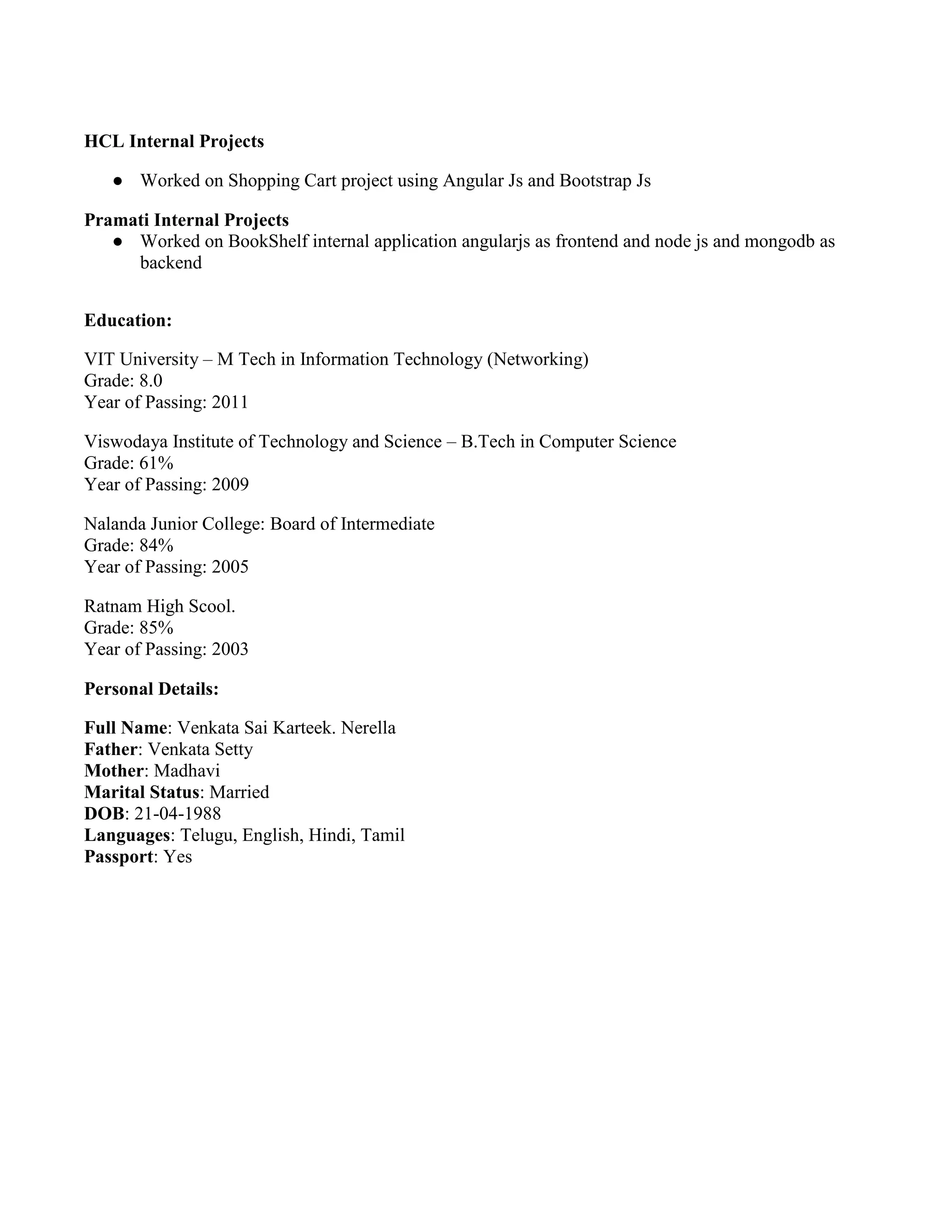 venkataSaiKarteek.Nerella_ResumeNew | PDF