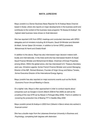 Maya Jureidini Bio 2015 | DOC