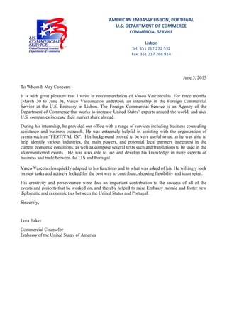 Letter of Recommendation US embassy | PDF