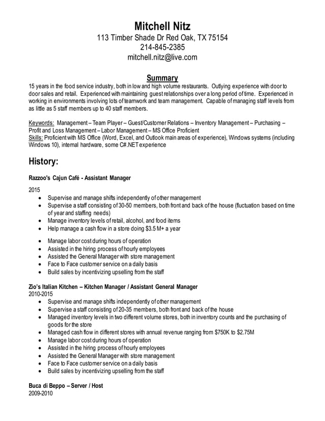 Mitchell Nitz Resume | PDF