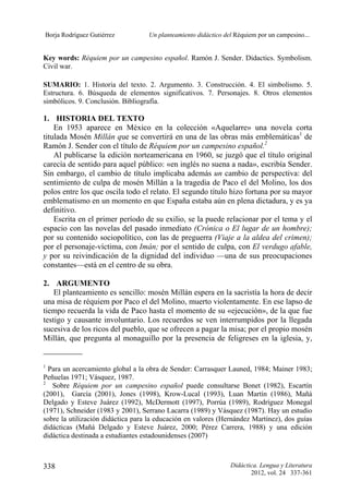 Planteamiento didáctico de "Réquiem por un campesino español" | PDF