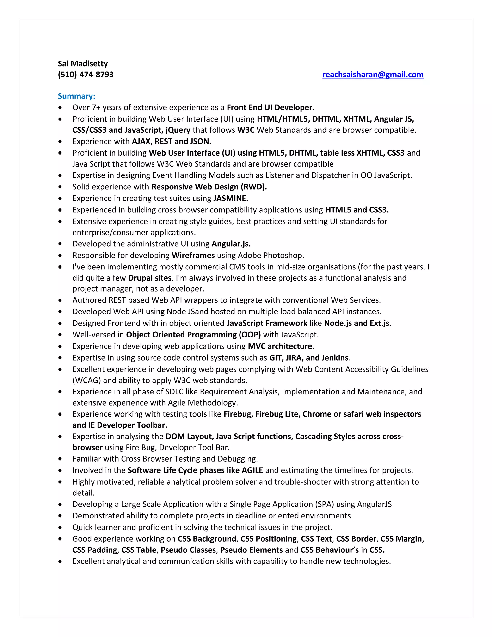 Sai Sharan_UI_Resume | PDF