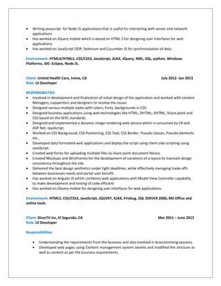 Sai Sharan_UI_Resume | DOC | Web Design and HTML | Internet