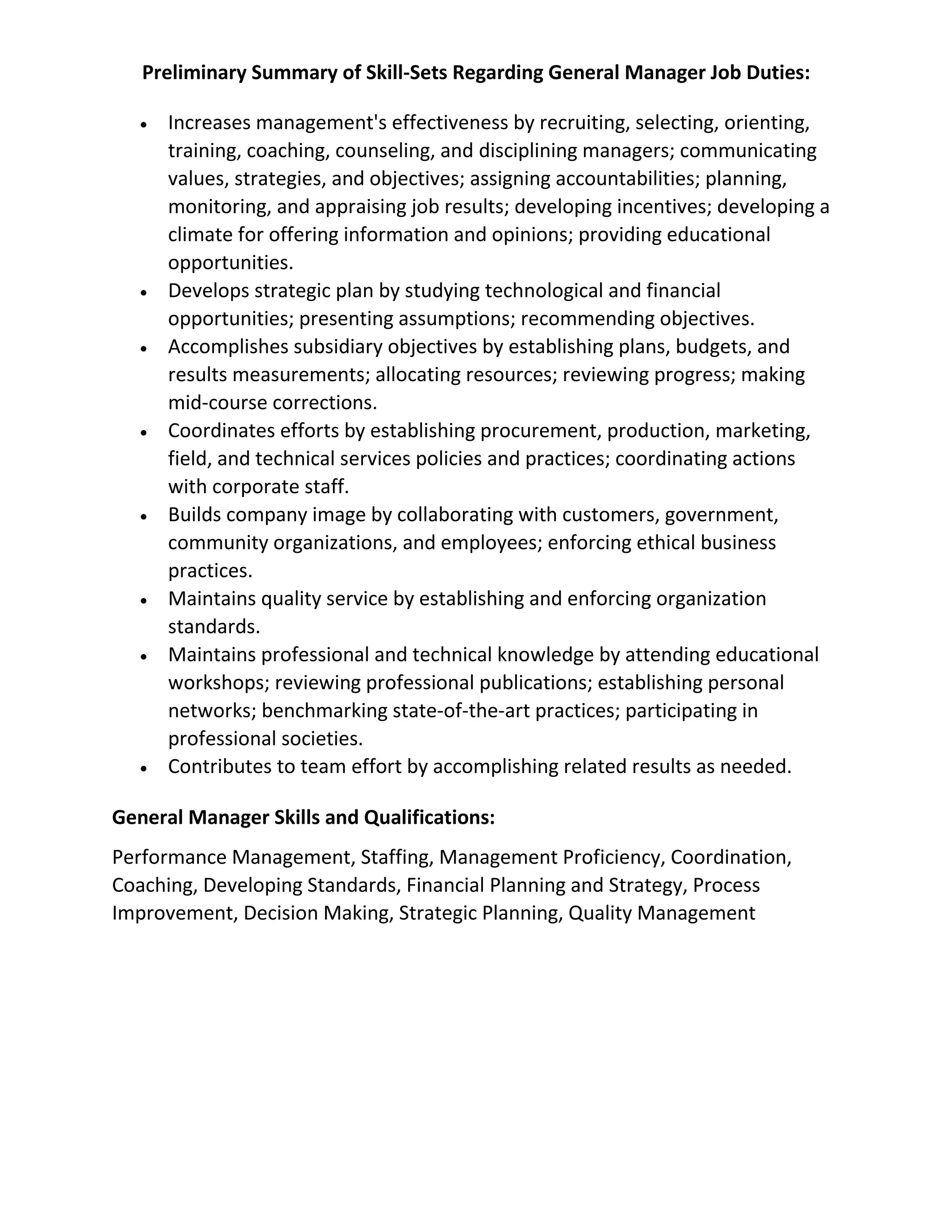 Eric Philpot Resume : General Manager | PDF