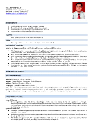 HEMANTH K CV | DOCX | Sales | Business