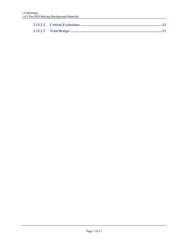 IND_1.6.2 Pre-IND Meeting Background Materials | PDF | Pharmaceutical ...