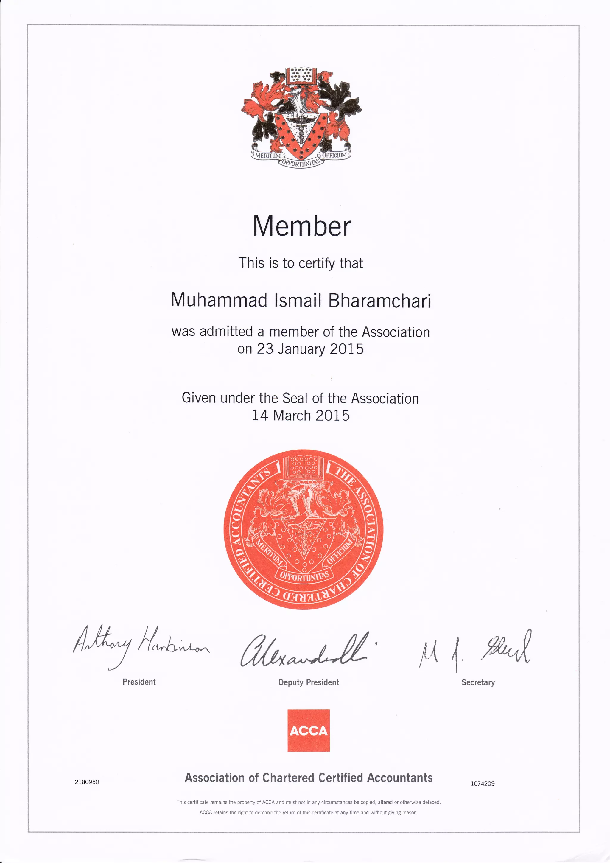 ACCA Membership Certificate | PDF