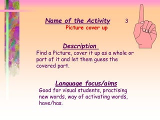 39 ACTIVITIES FOR ENGLISH LESSON | PPTX