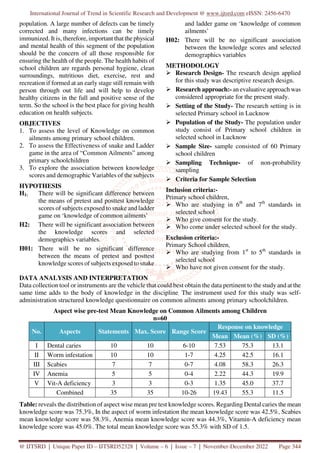 A Study to Determine the Effectiveness of Snake and Ladder Game on ...