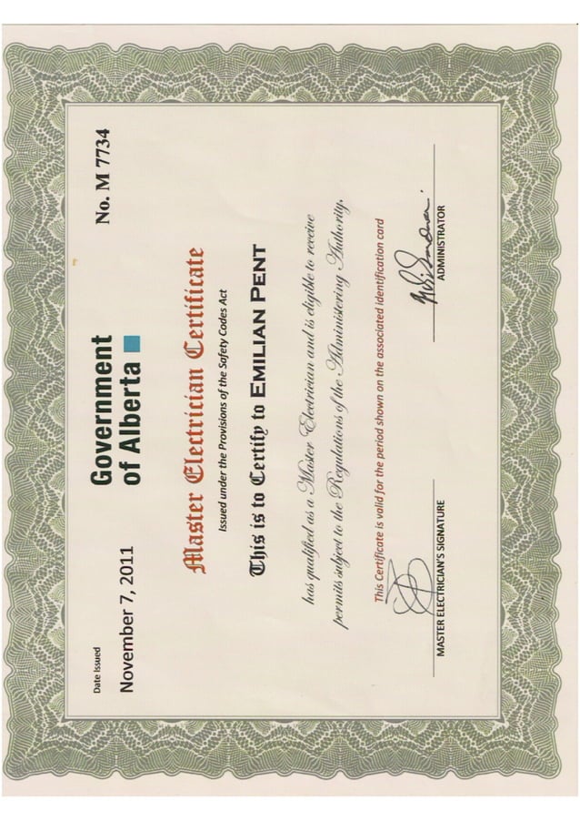 Master Electrician Certificate | PDF Master Electrician Certificate | PDF