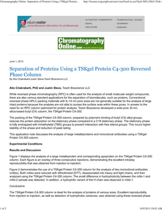 LCGC App note protein impurity separation using RPC C4-300 | PDF