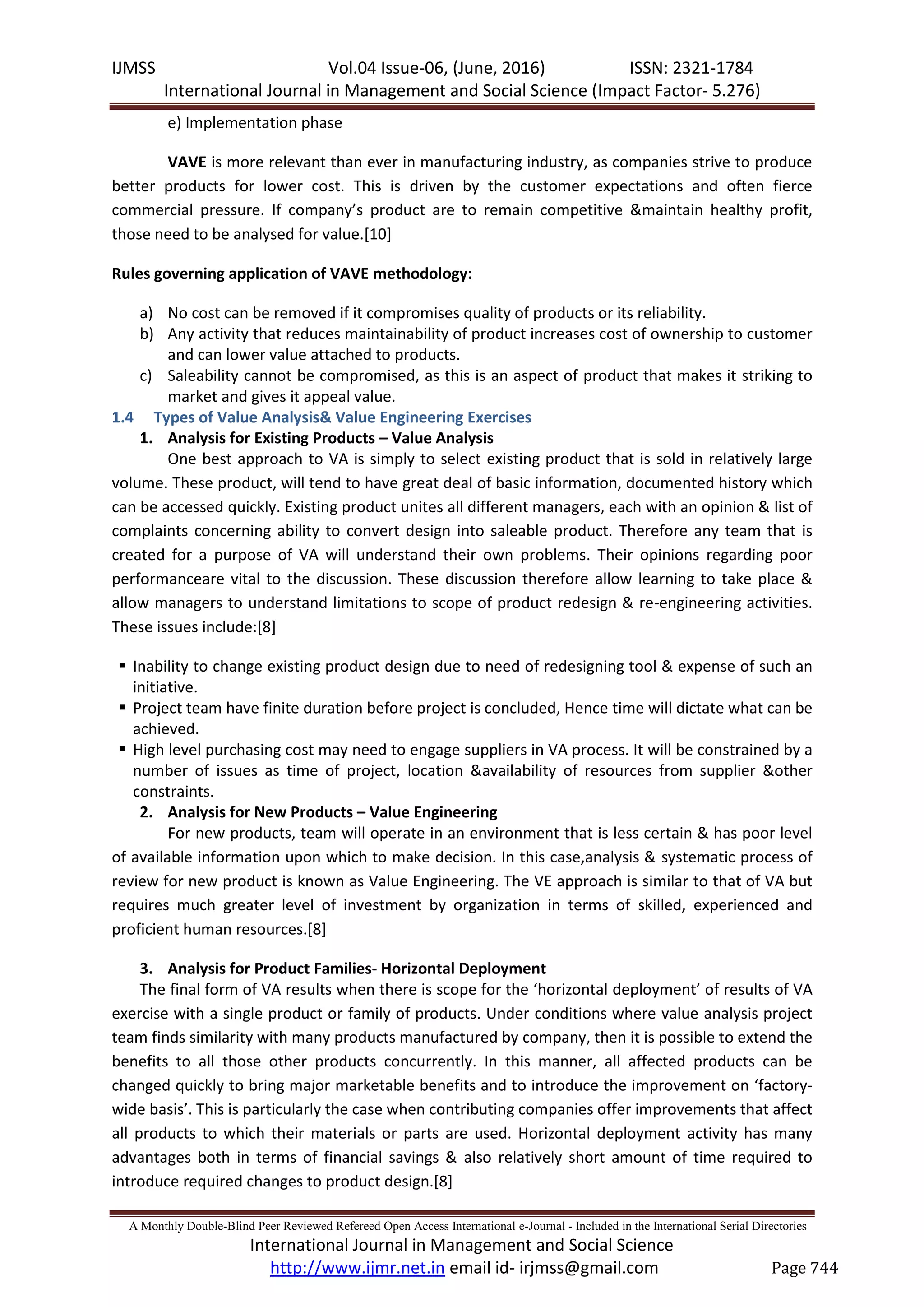 Application of VAVE in Cost reduction at Automobile Industry | PDF