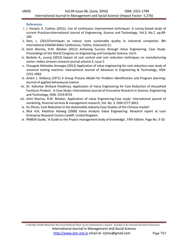 Application of VAVE in Cost reduction at Automobile Industry | PDF ...