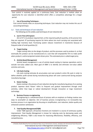 Application of VAVE in Cost reduction at Automobile Industry | PDF