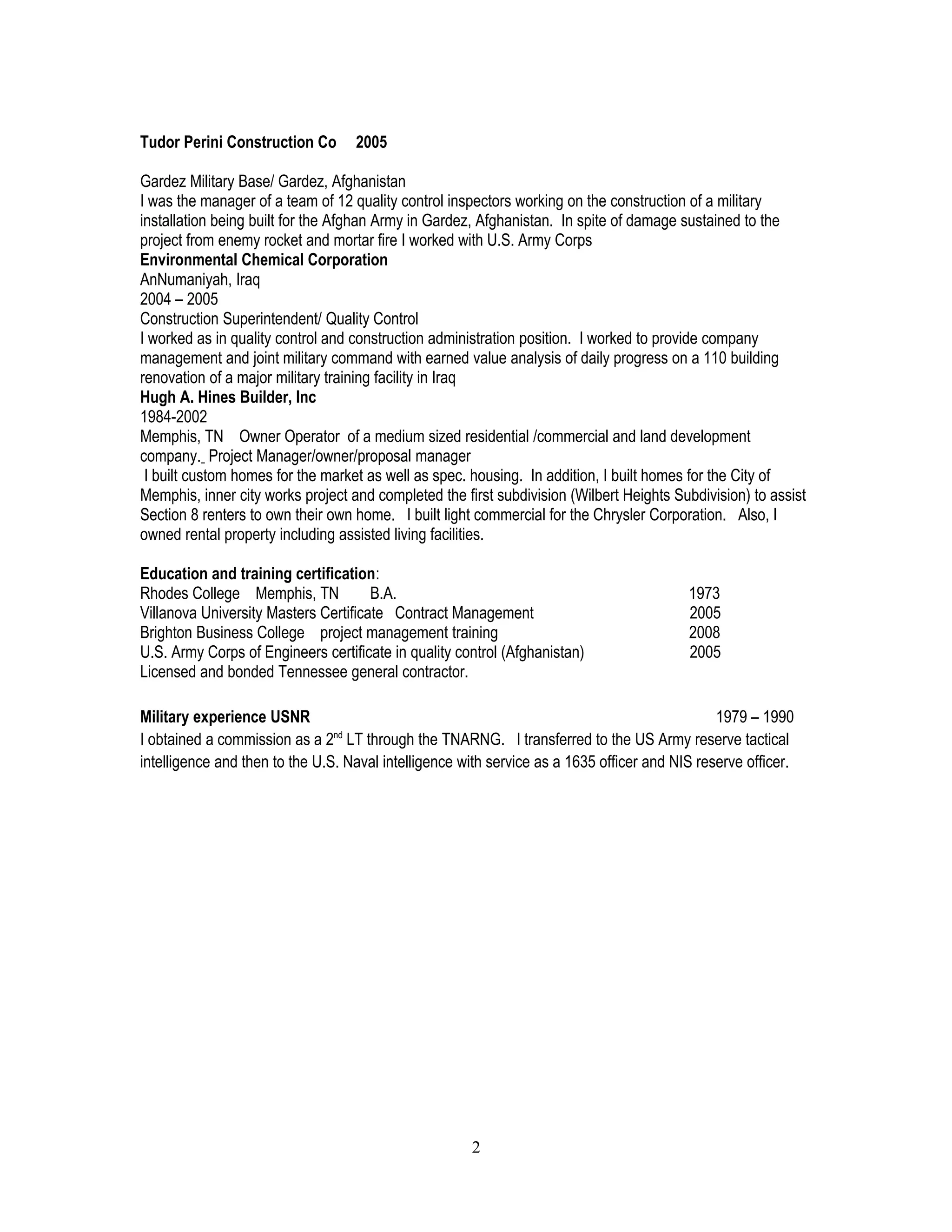 Hines resume Sept 2016 | PDF