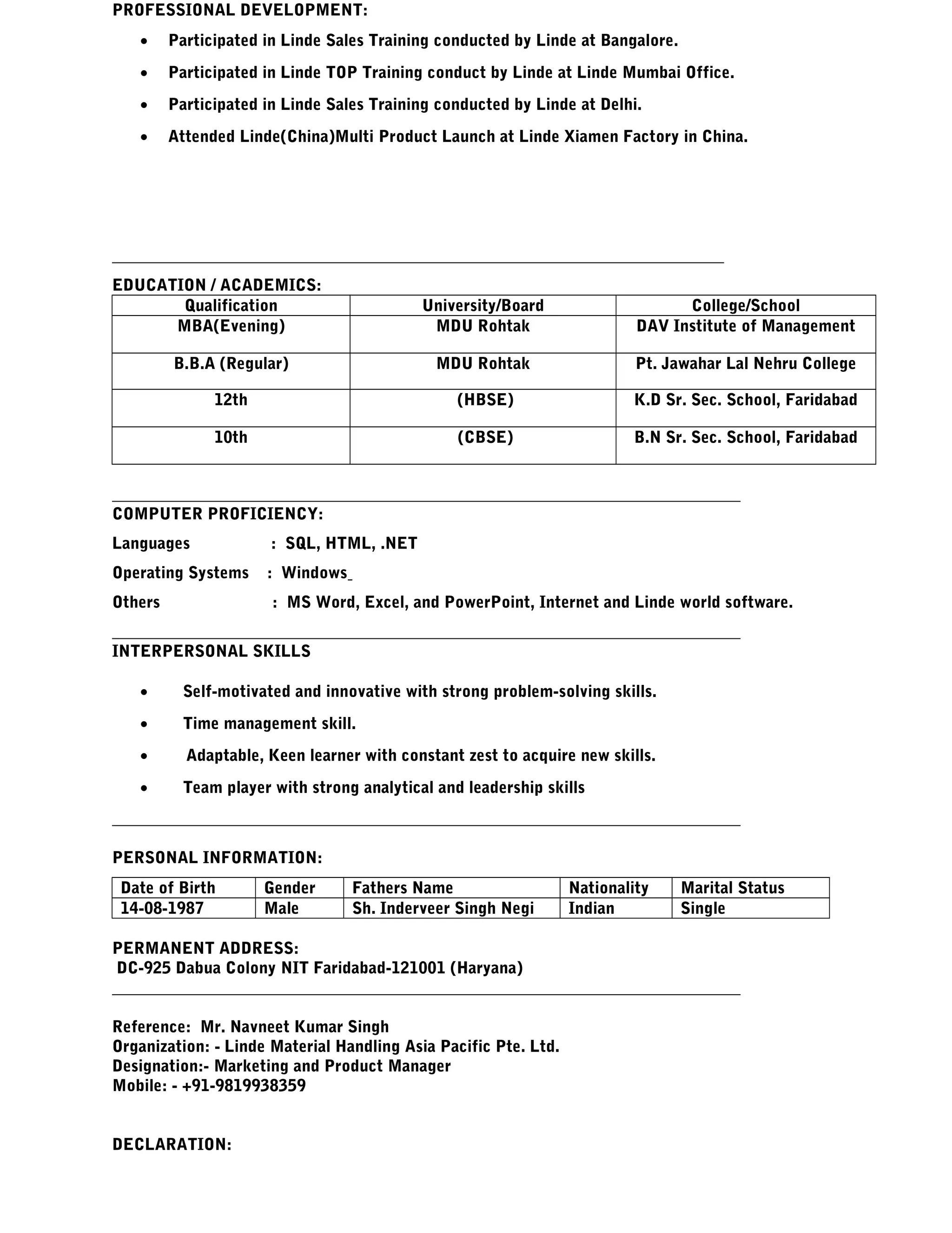 Devbrat Resume | DOC | Business | Business and Finance