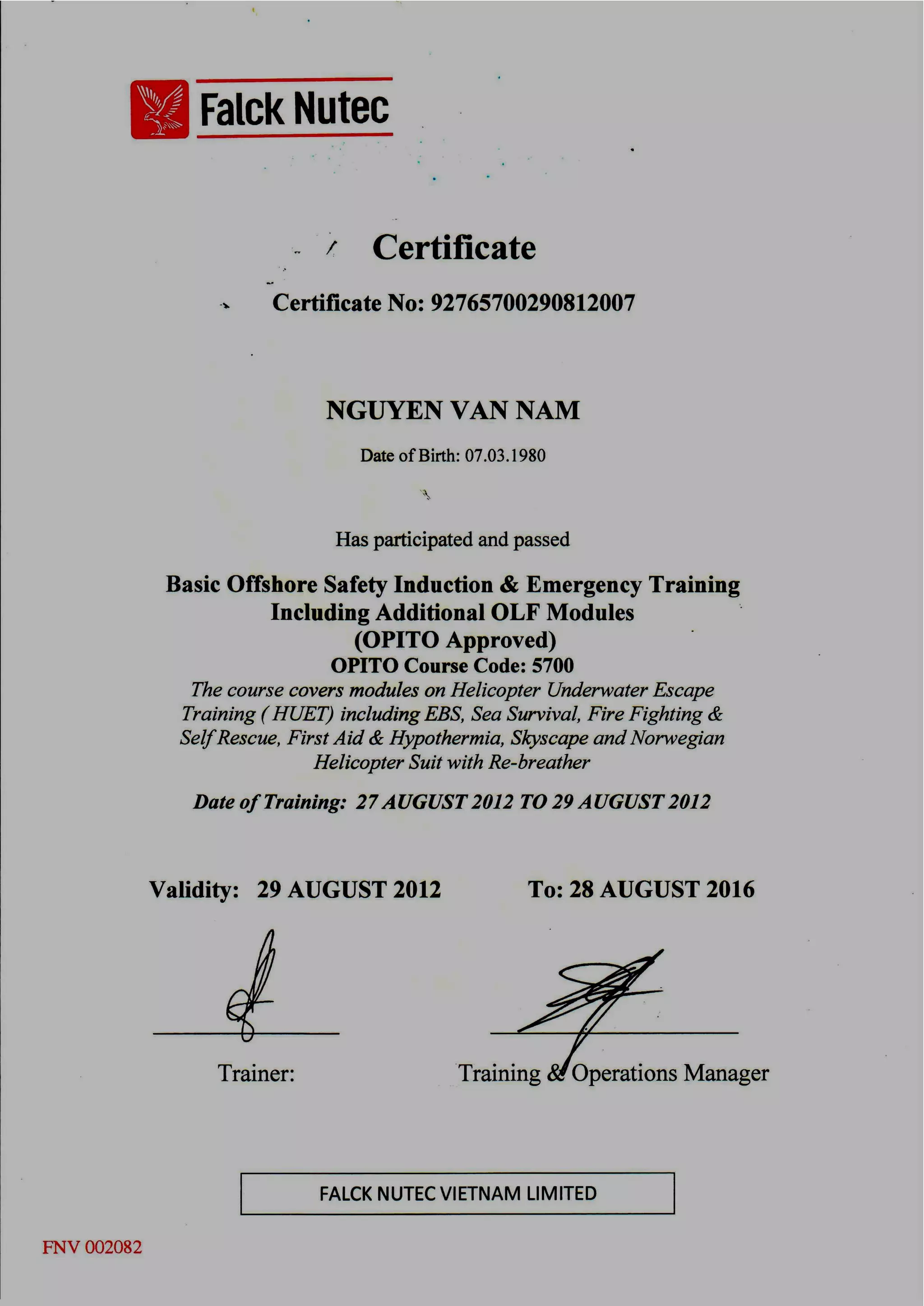 BOSIET - OPITO Approved | PDF