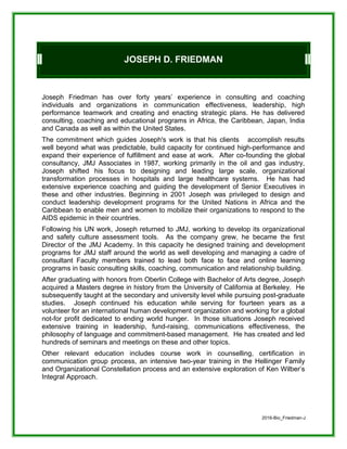 Joseph Friedman Bio for Praemia | DOC