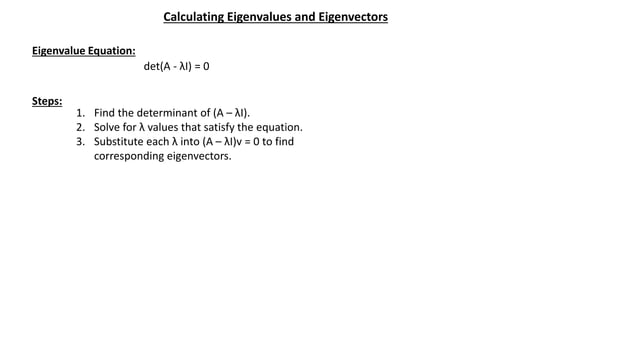 Understanding Eigenvalues and Eigenvectors PPT presentation | PDF