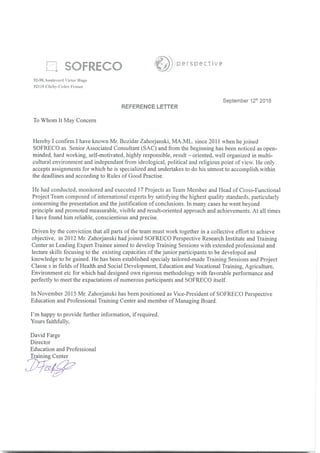 BZ SOFRECO Perspective Research Institute Letter of Reference ...