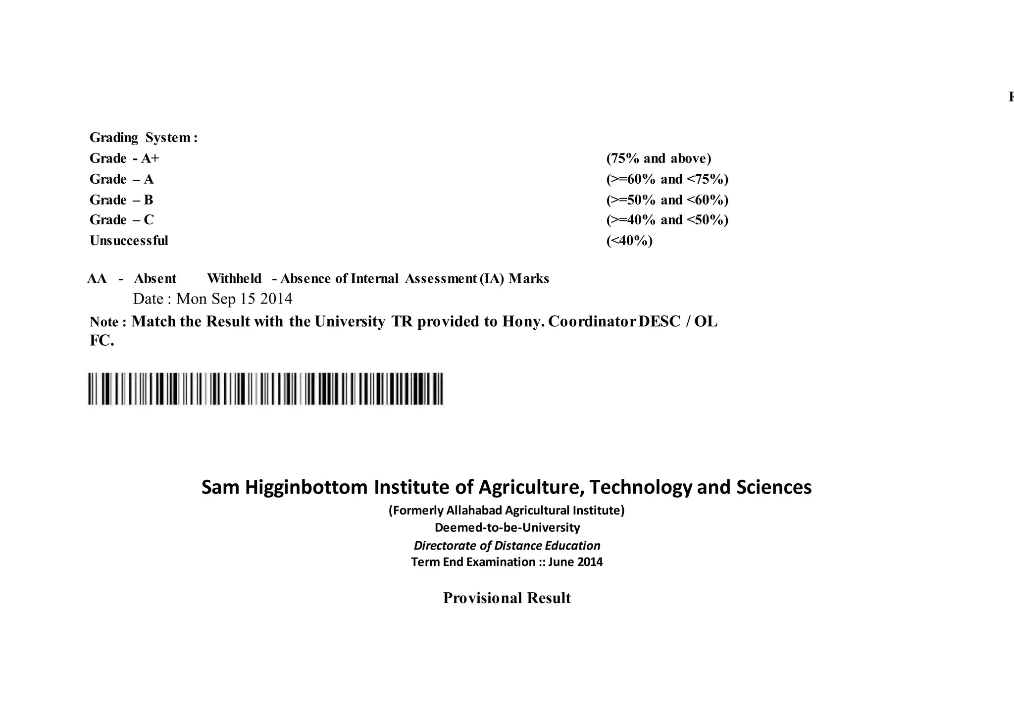 Sam Higginbottom Institute of Agriculture | DOCX
