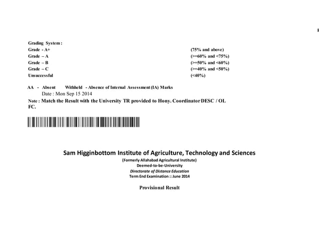 Sam Higginbottom Institute of Agriculture | PPT
