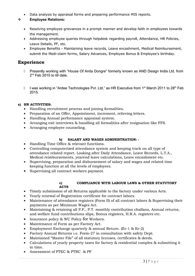 Resume prasad | DOC | Human Resources | Business