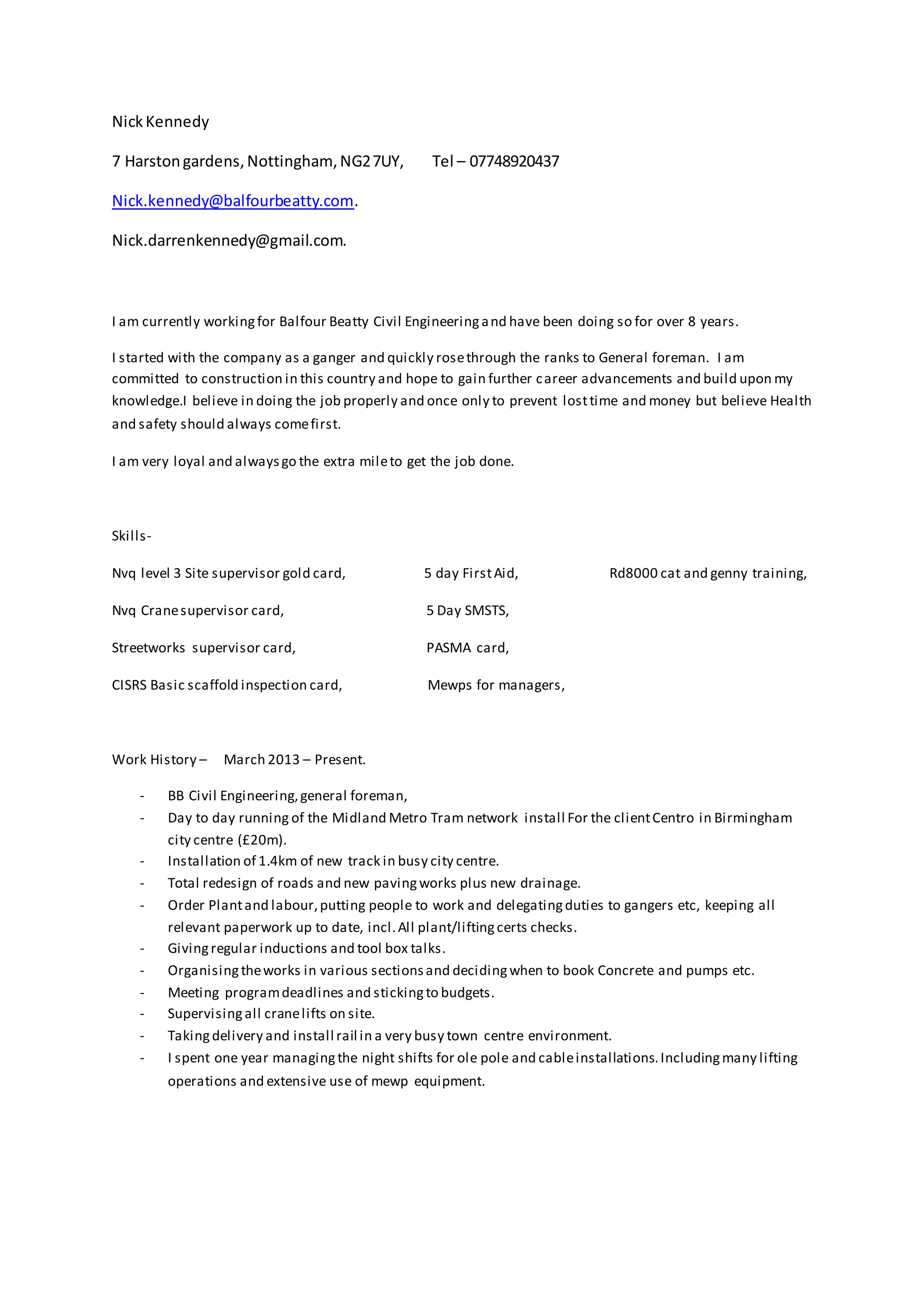 Nick Kennedy cv | PDF