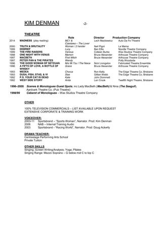 kim DENMAN BIOG | PDF