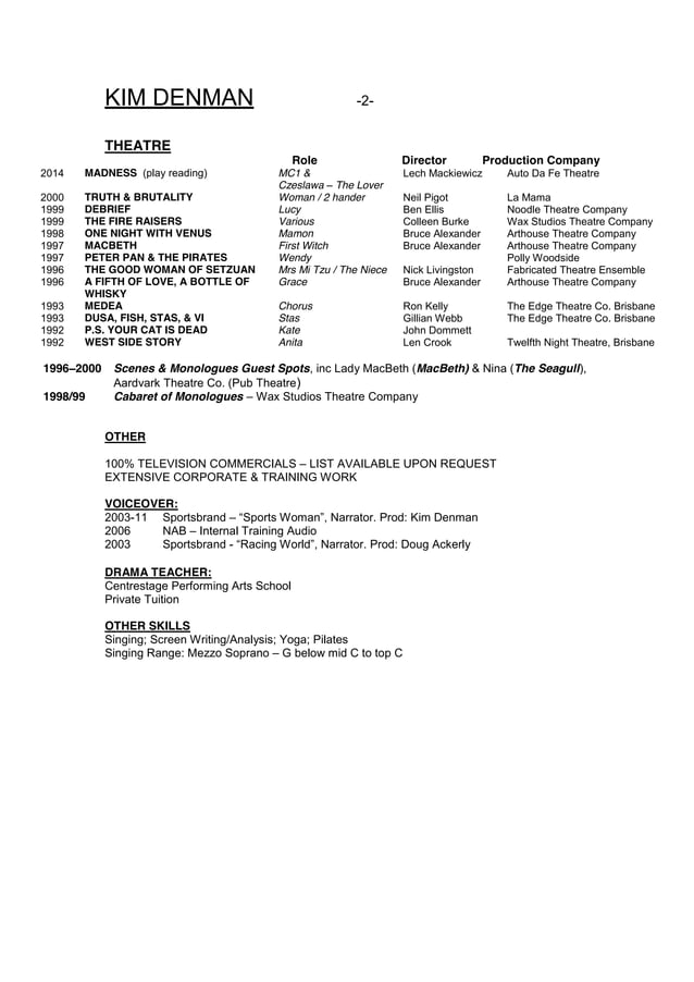 kim DENMAN BIOG | PDF