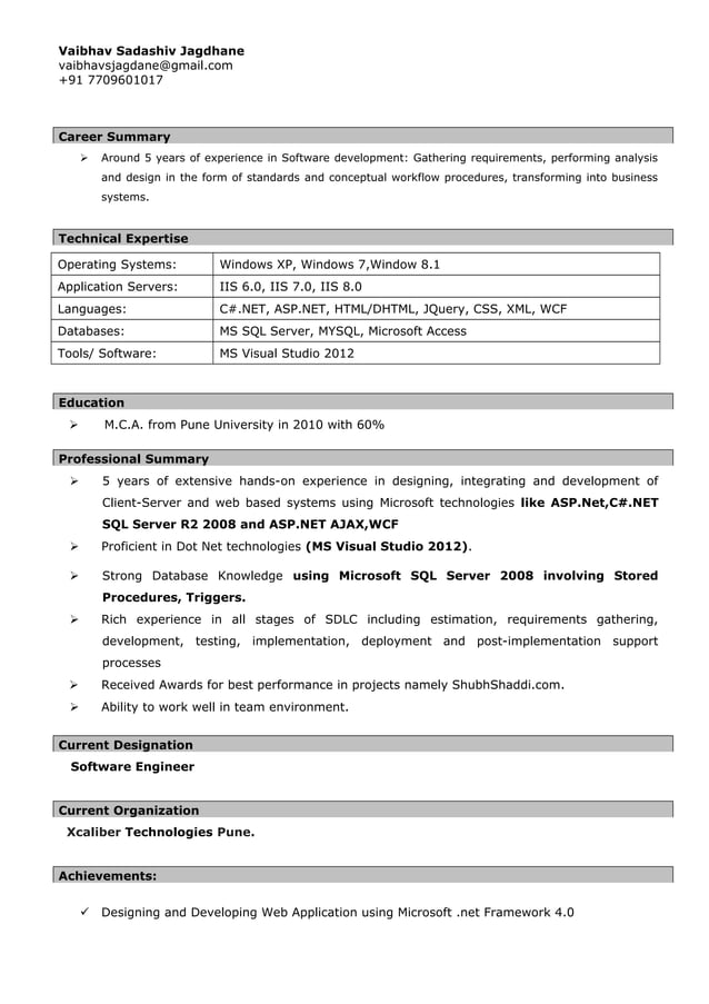 Software DeveloperResume | PDF