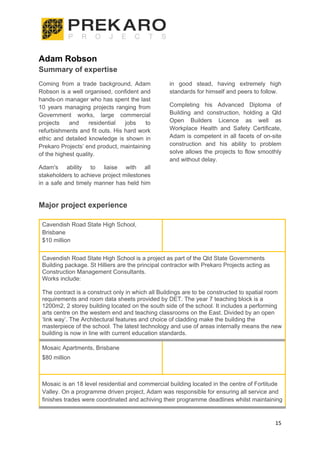 Prekaro Projects - Statement of capabilities | PDF