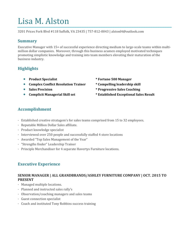 Lisa Alston resume 17.1 | PDF | Sales | Business