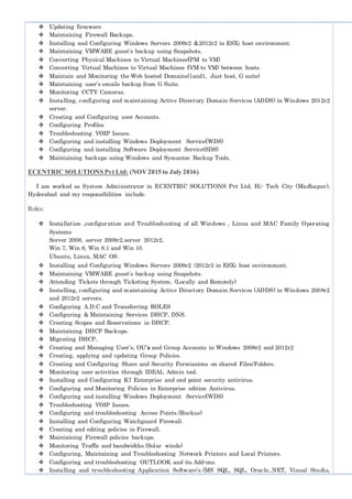 4+Years Experienced System and Network Engineer--ThiruM | PDF