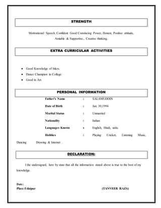 tanveer CV | DOCX | Technology & Computing