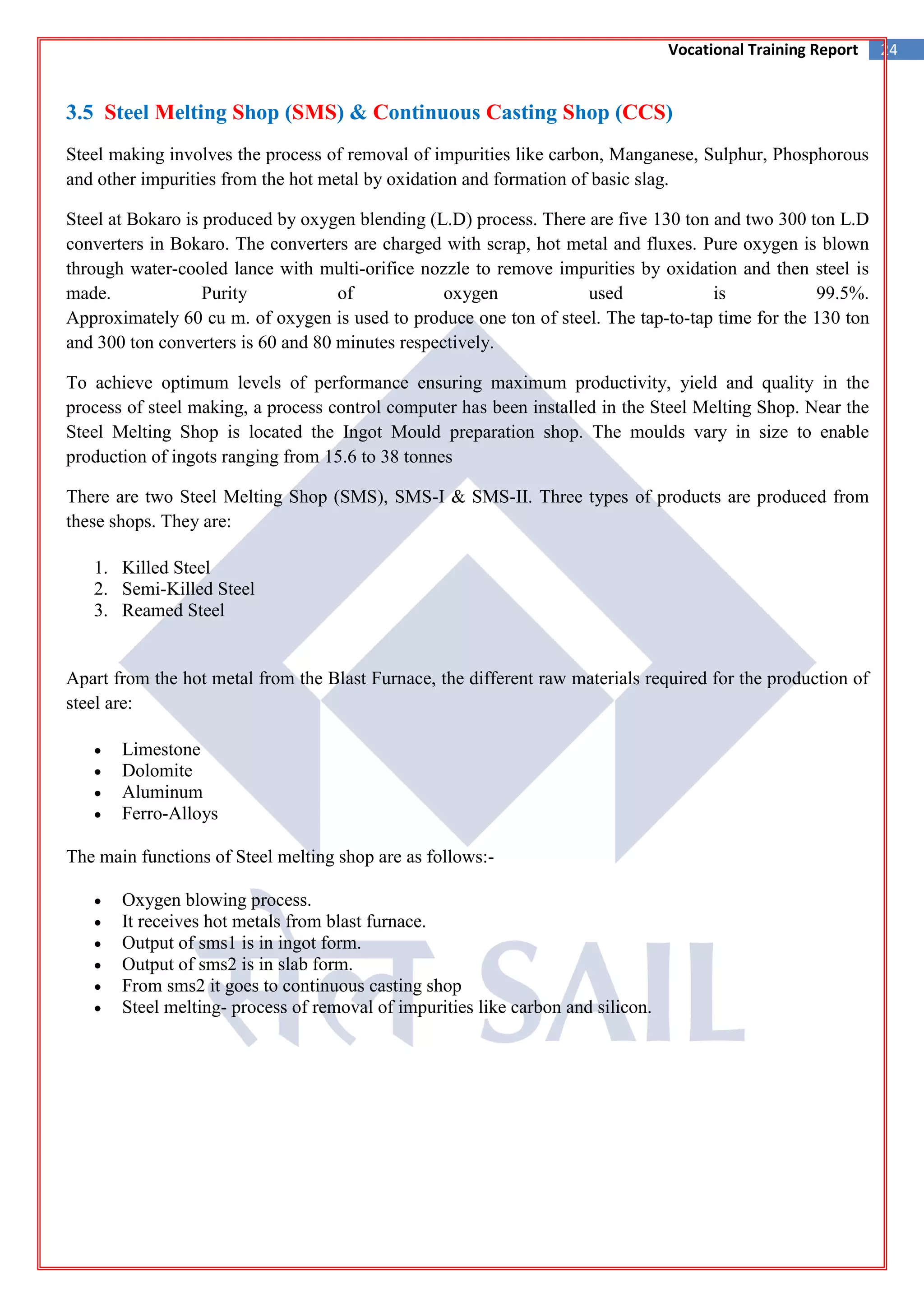 Vocational Training in Steel Authority of India Limited (SAIL)-Bokaro ...