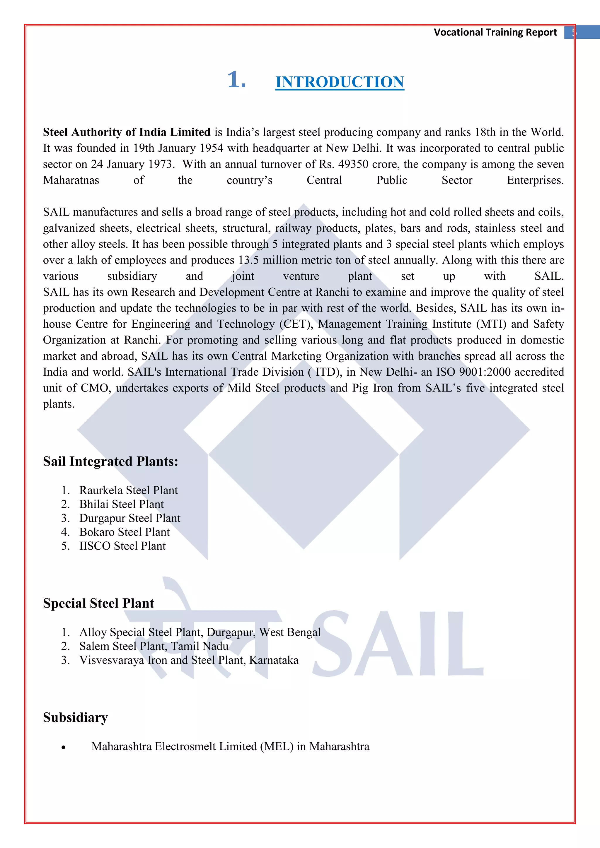 Vocational Training in Steel Authority of India Limited (SAIL)-Bokaro ...