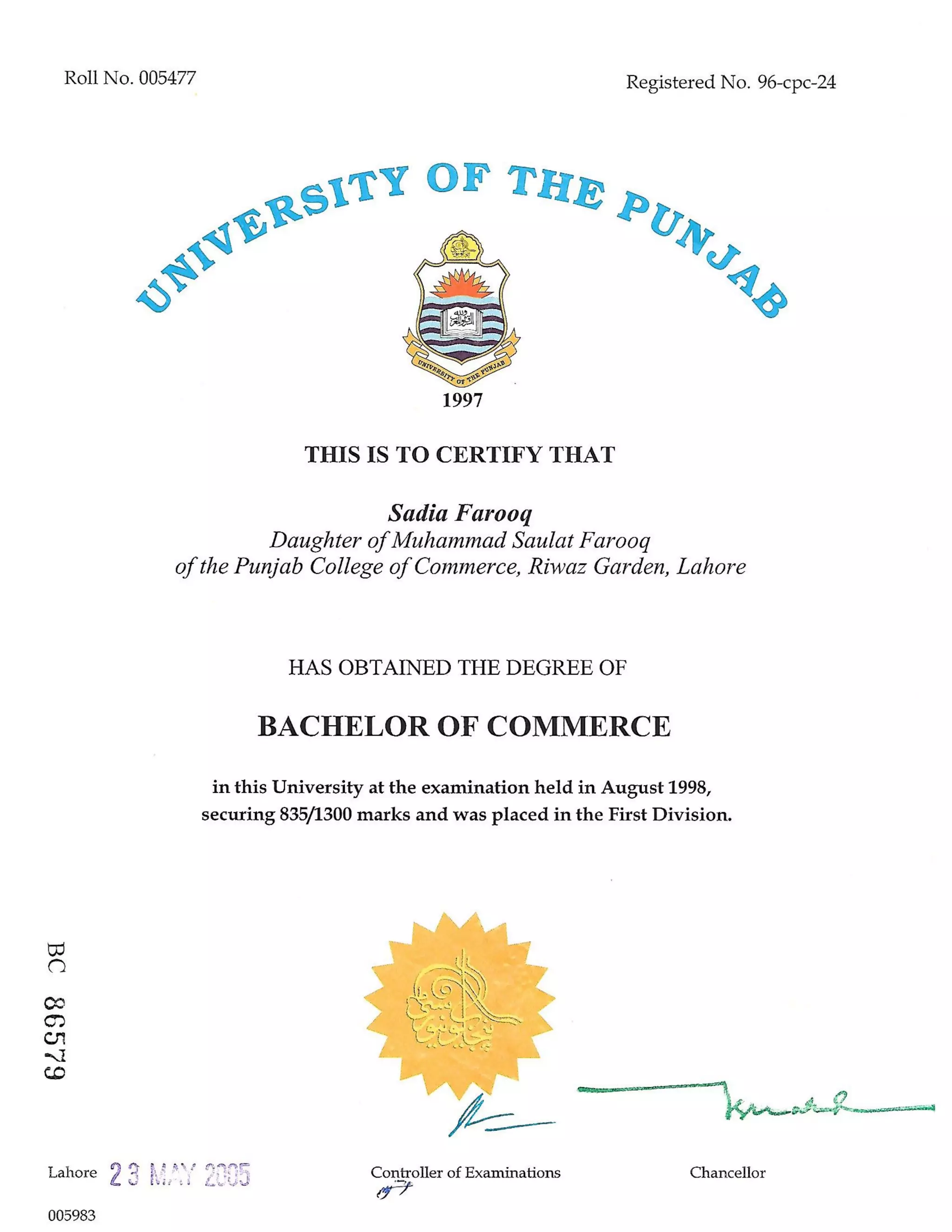 Original BComm Degree | PDF