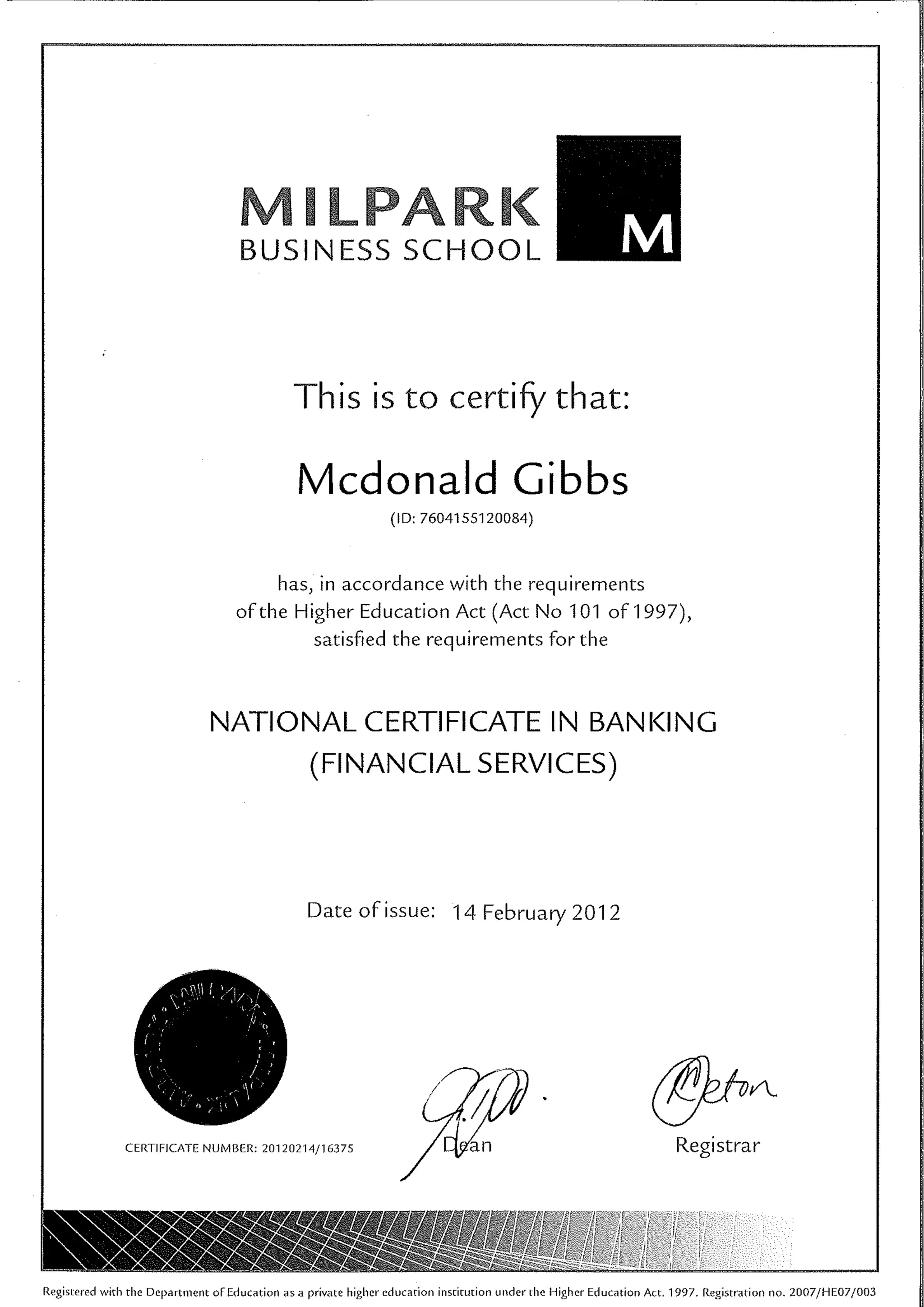 National Certificate in Banking | PDF