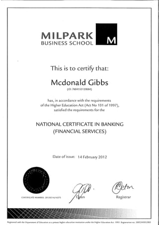 National Certificate in Banking | PDF