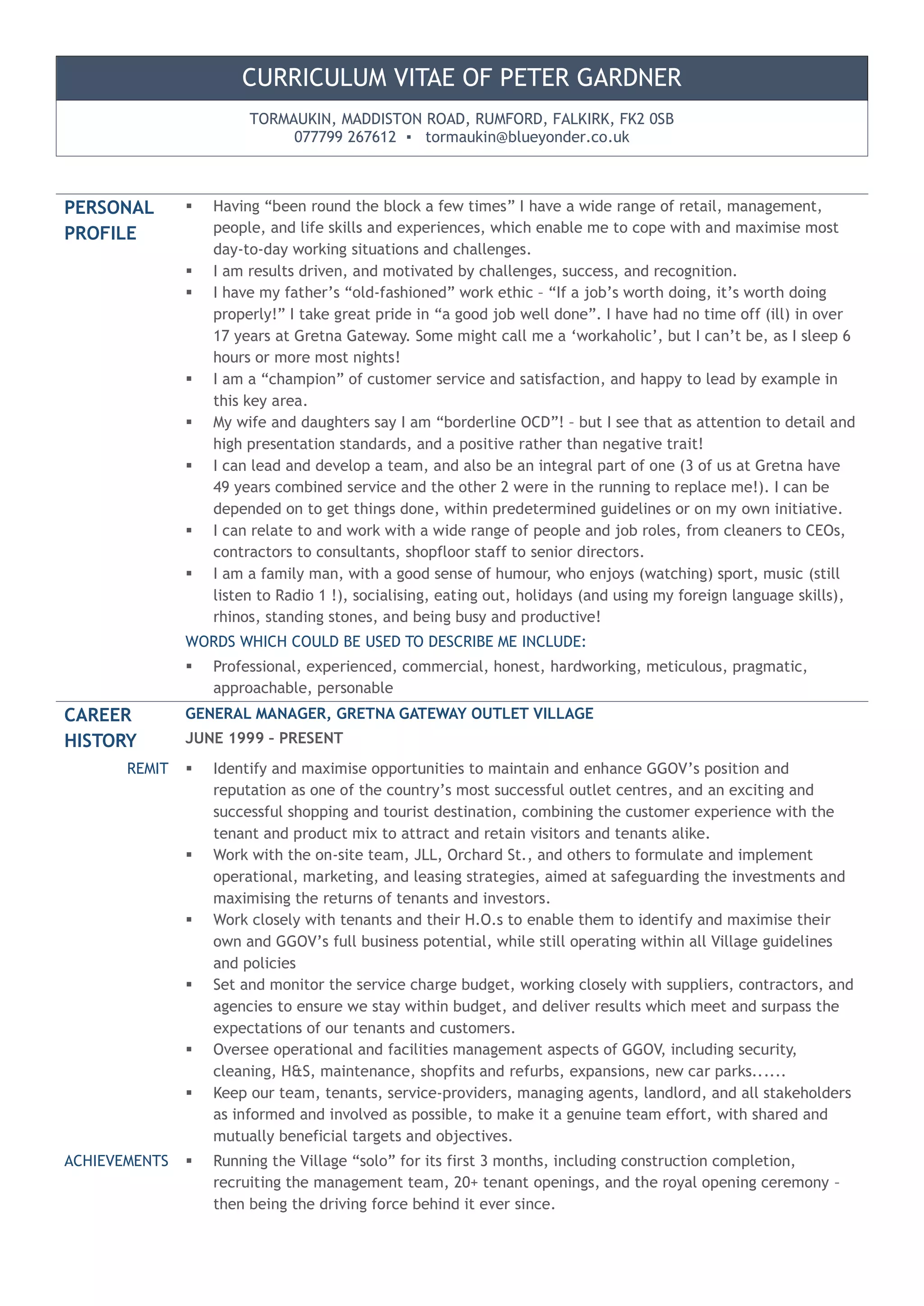 CV - Peter Gardner | PDF
