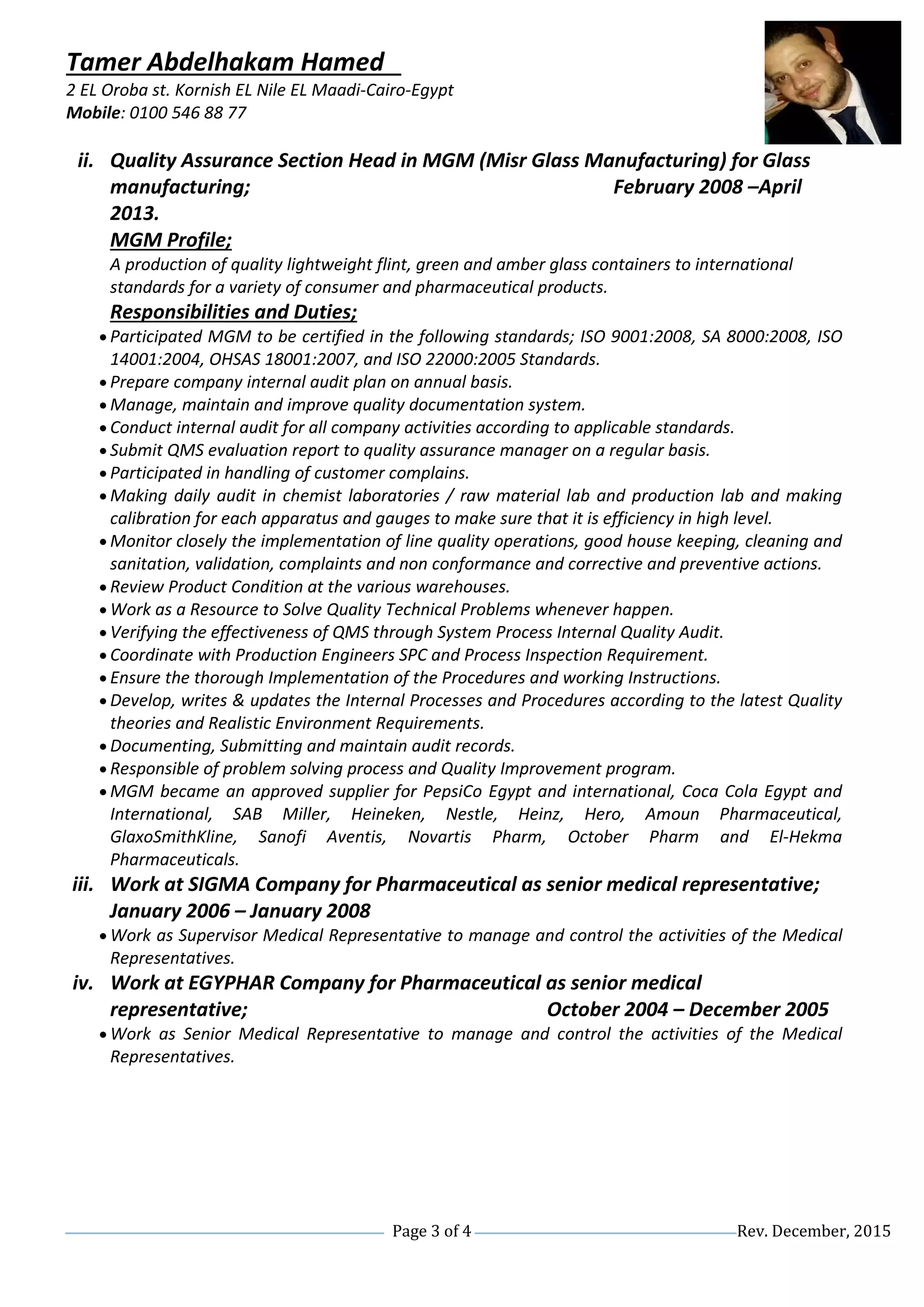 Tamer C.V. 2016 | PDF