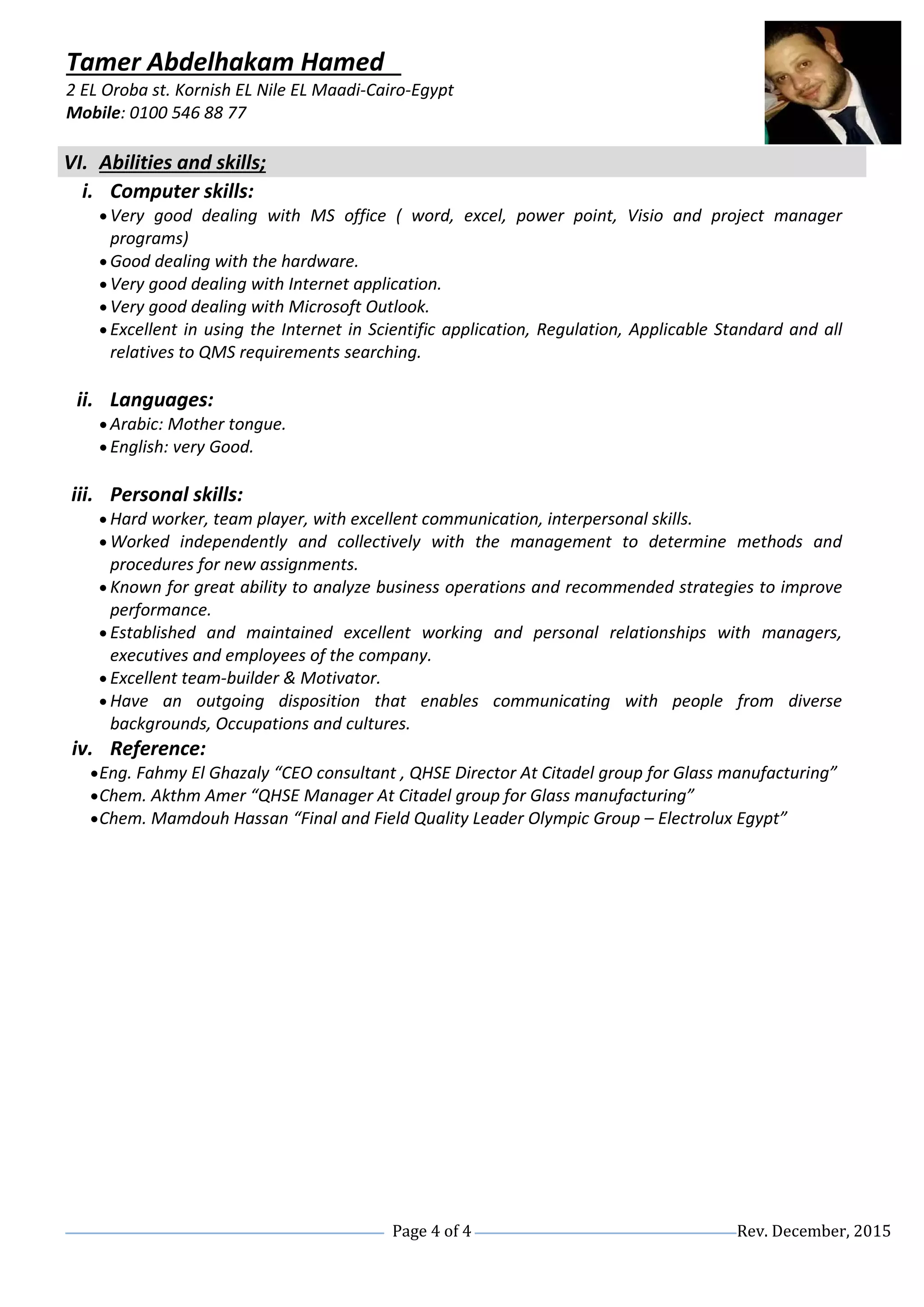 Tamer C.V. 2016 | PDF