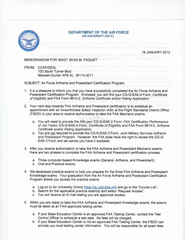 6. Airframe & Powerplant License Package | PDF