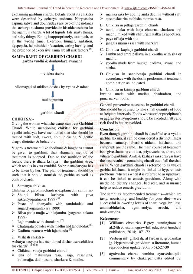 Literature Review on Garbhini Chardi Emesis Gravidum | PDF