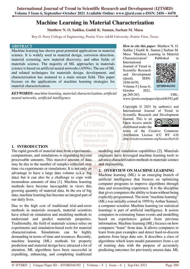 Machine Learning in Material Characterization | PDF