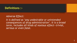 Pharmacy Practice- ADVERSE DRUG REACTION BY Khusboo Debnath | PPTX