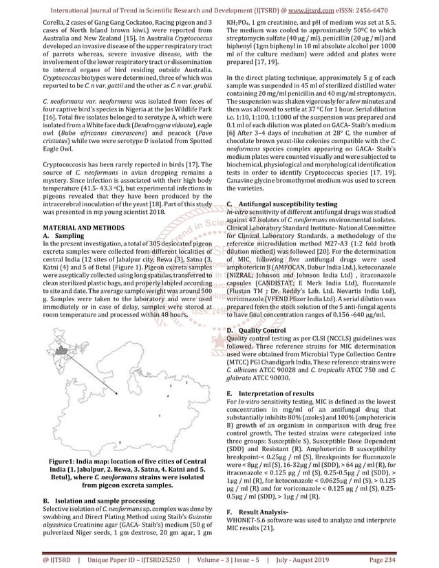 Pigeon Excreta A Potential Source of Cryptococcus Neoformans and their ...