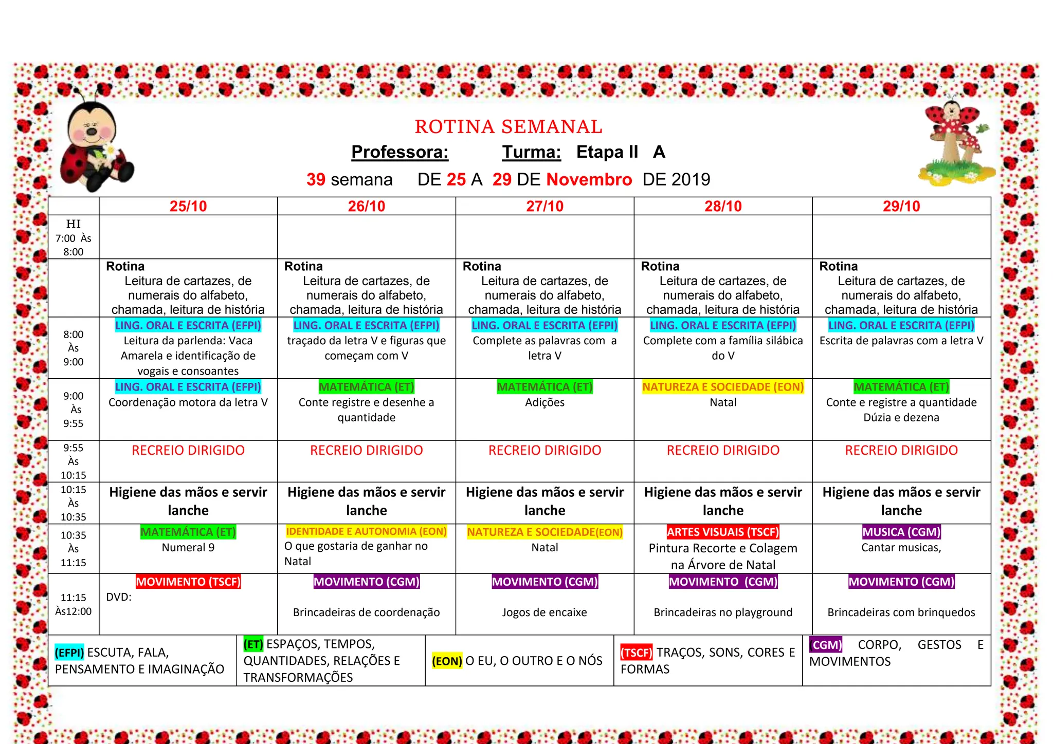 39 ROTINA SEMANAL PRÉ1 semana a semanas | PPT