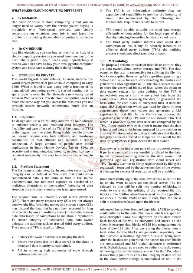 Third Party Public Auditing Scheme for Security in Cloud Storage | PDF